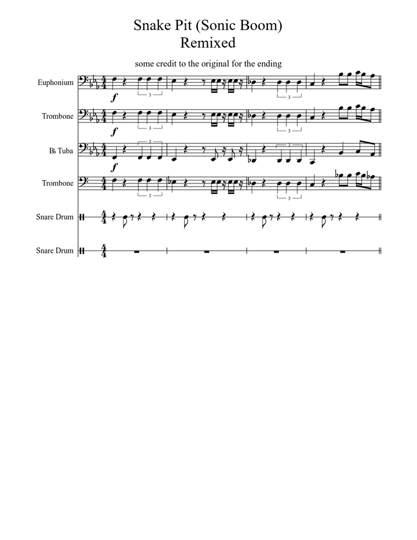 Snake Pit (Sonic Boom) Remixed Sheet music for Trombone, Tuba (Mixed ...