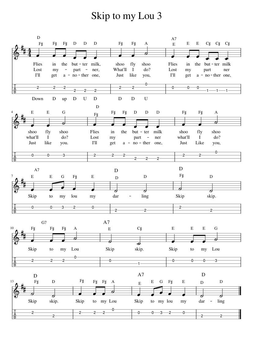 Skip to my Lou Sheet music for Ukulele (Solo) | Musescore.com