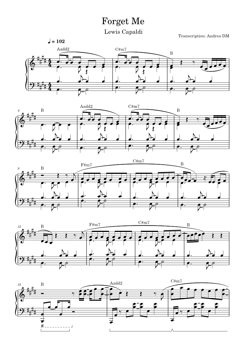 Forget Me – Lewis Capaldi Sheet music for Piano (Solo) | Musescore.com