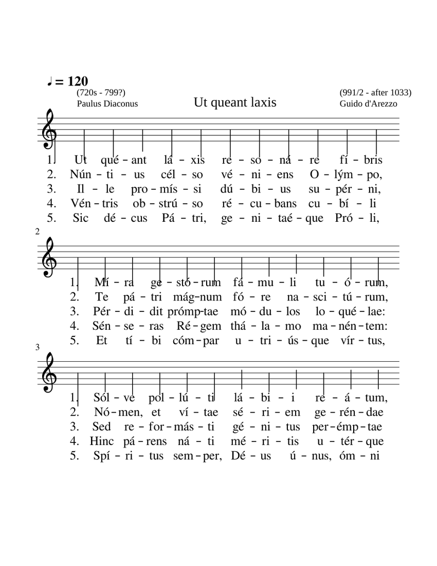 Ut queant laxis - Anonymous (Gregorian chant) Sheet music for Piano ...