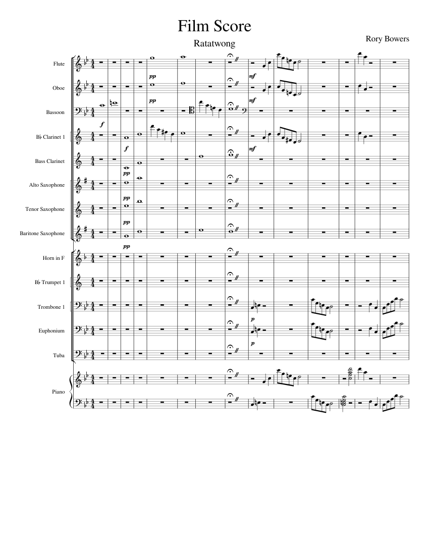 Film Score Project Sheet music for Piano, Trombone, Euphonium, Tuba ...