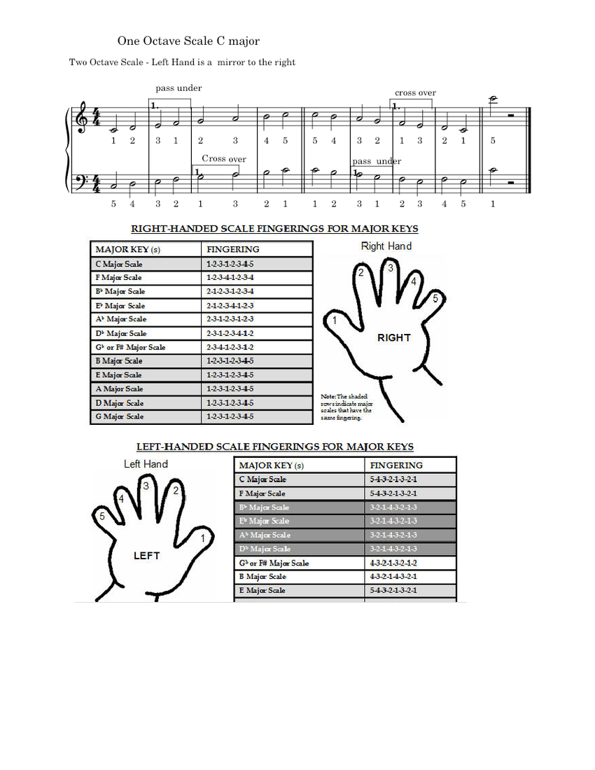 One Octave finger placing Scale C major Sheet music for Piano (Solo ...