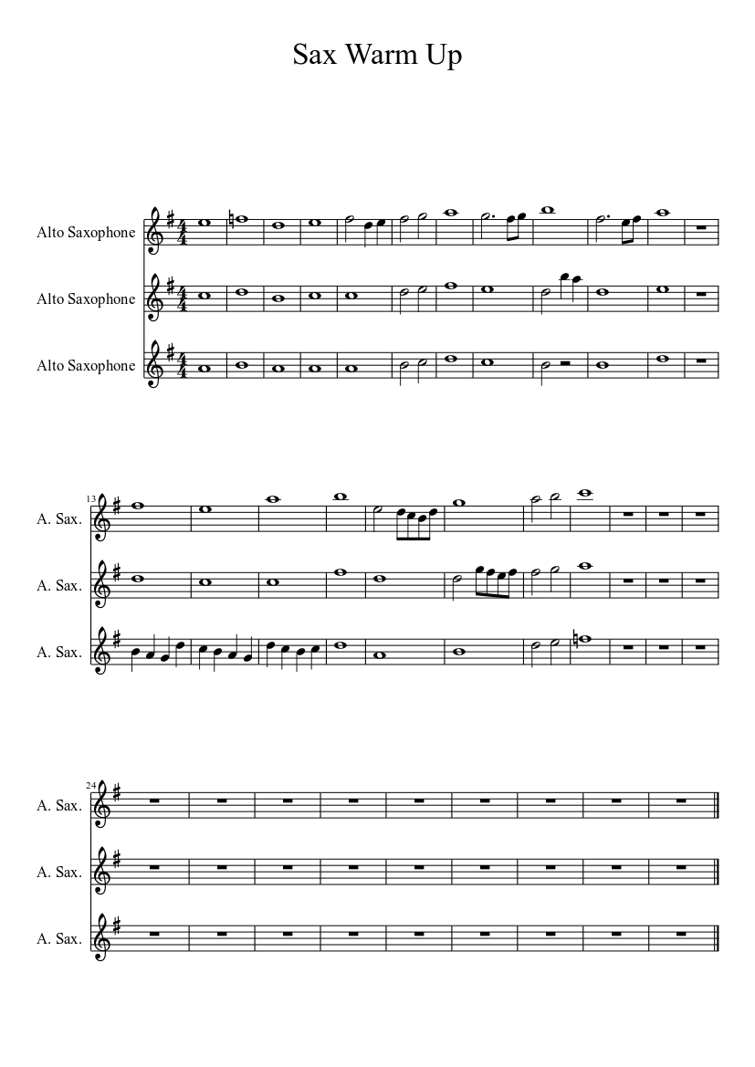 Sax Warm Up Sheet music for Saxophone alto (Saxophone Ensemble ...