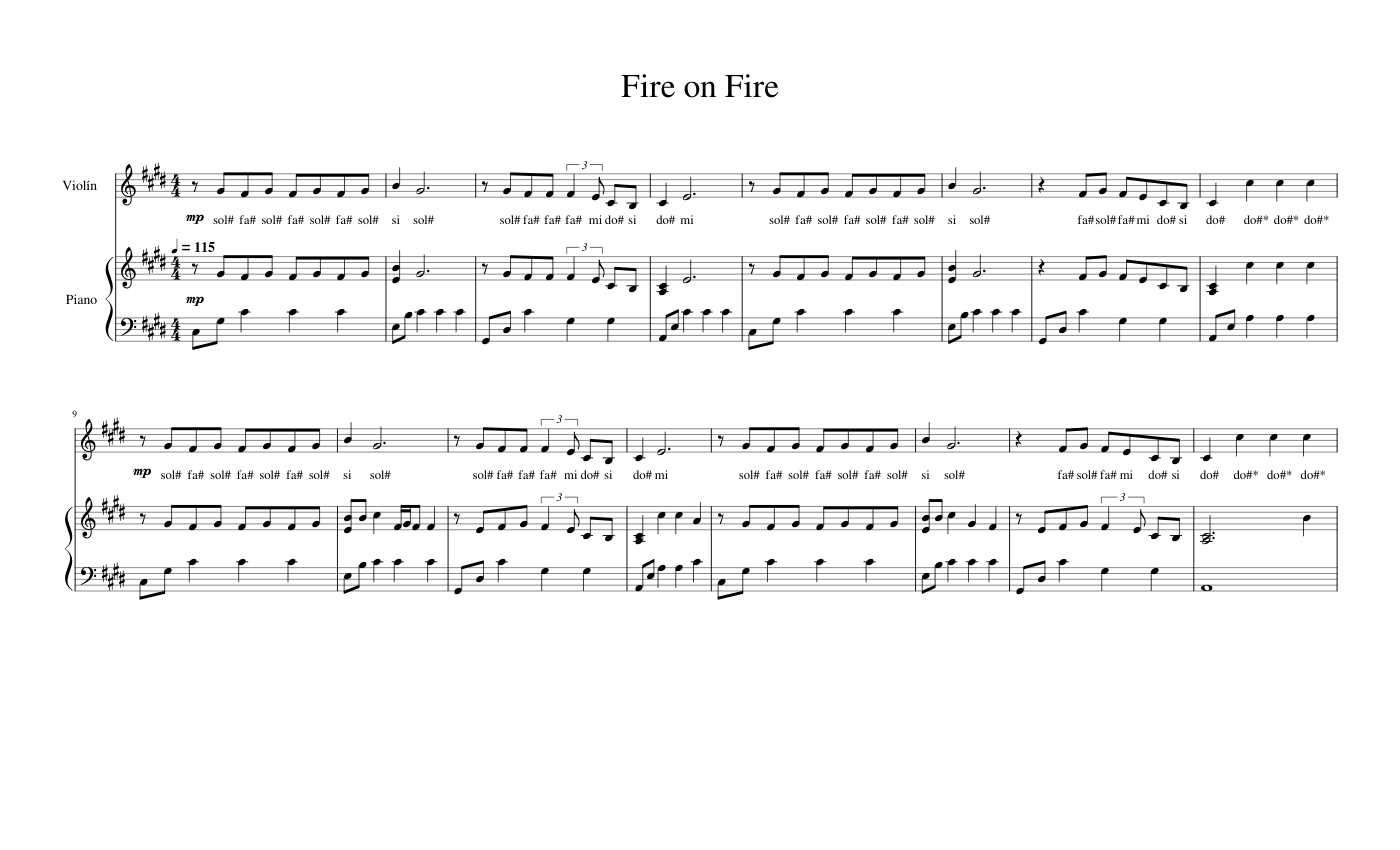 Fire on fire – Sam Smith voz y piano Sheet Music for Piano (Mixed Duet ...