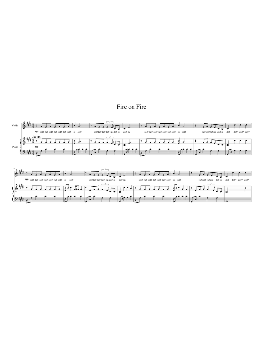 Fire on fire – Sam Smith voz y piano Sheet music for Piano (Mixed Duet ...