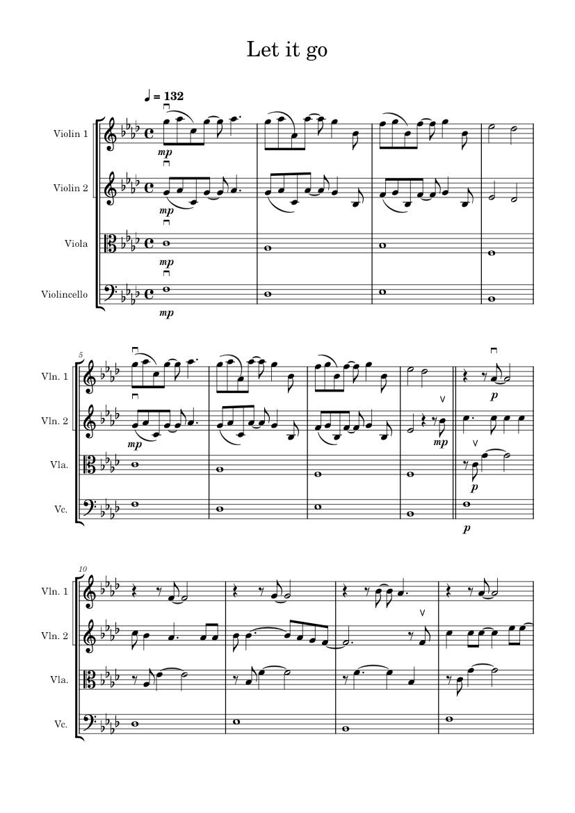 Let It Go – Walt Disney Let It Go – Disney – string quartet Sheet Music ...
