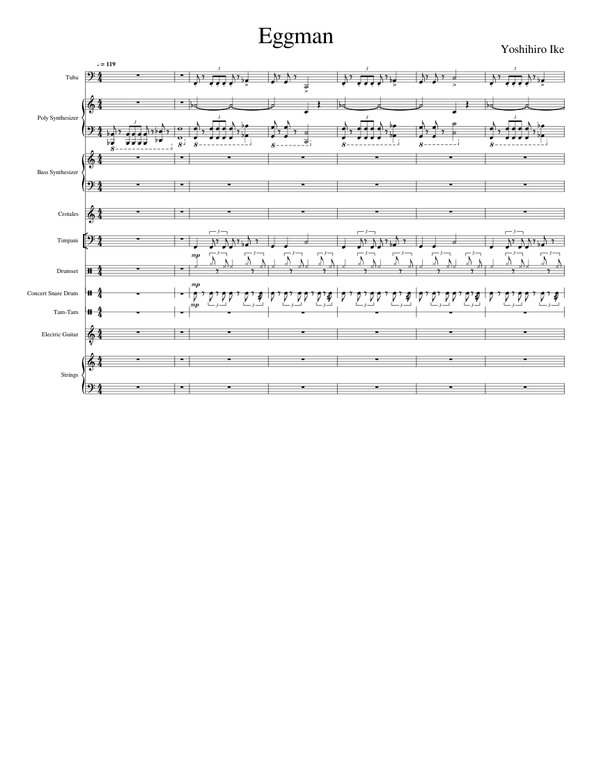 Eggman (Sonic X) Sheet music for Tuba, Timpani, Snare drum, Guitar ...
