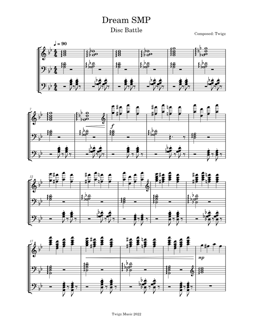 Dream SMP | Disc Battle OST – Twigz Sheet music for Contrabass (Mixed ...