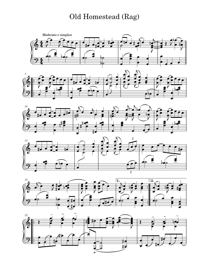Old Homestead (Rag) Sheet music for Piano (Solo) | Musescore.com