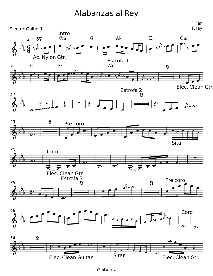 Alabanzas al Rey - F Far;F Jay Sheet music for Guitar (Solo ...