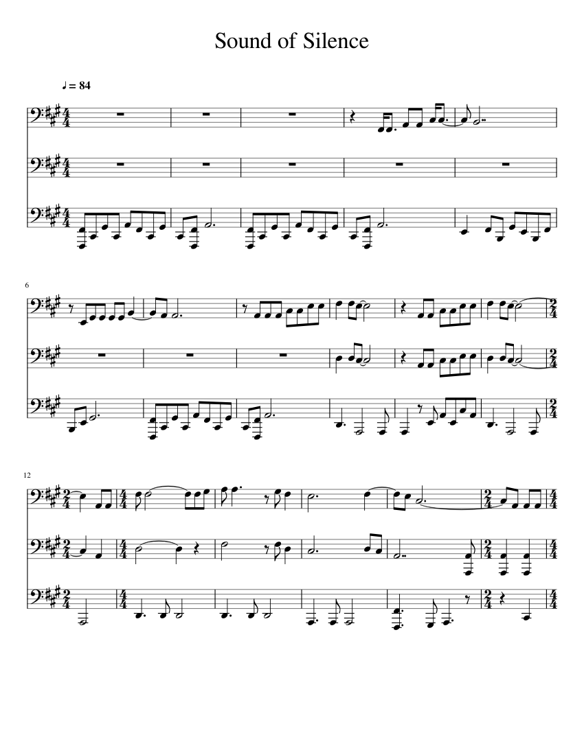 Sound of Silence MU Master Score 1 Sheet music for Piano (Brass Trio ...