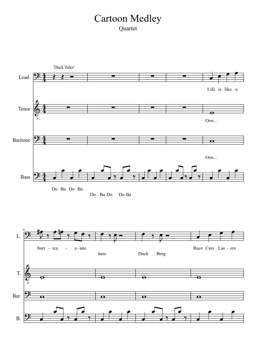 Classic Cartoon Medley Sheet Music for Bass guitar (Solo) | MuseScore.com