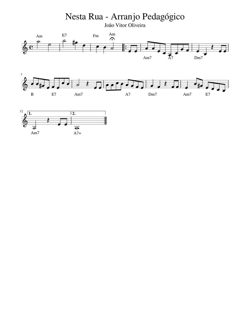 Nesta Rua - Arranjo Pedagógico Am Sheet music for Violin (Solo ...