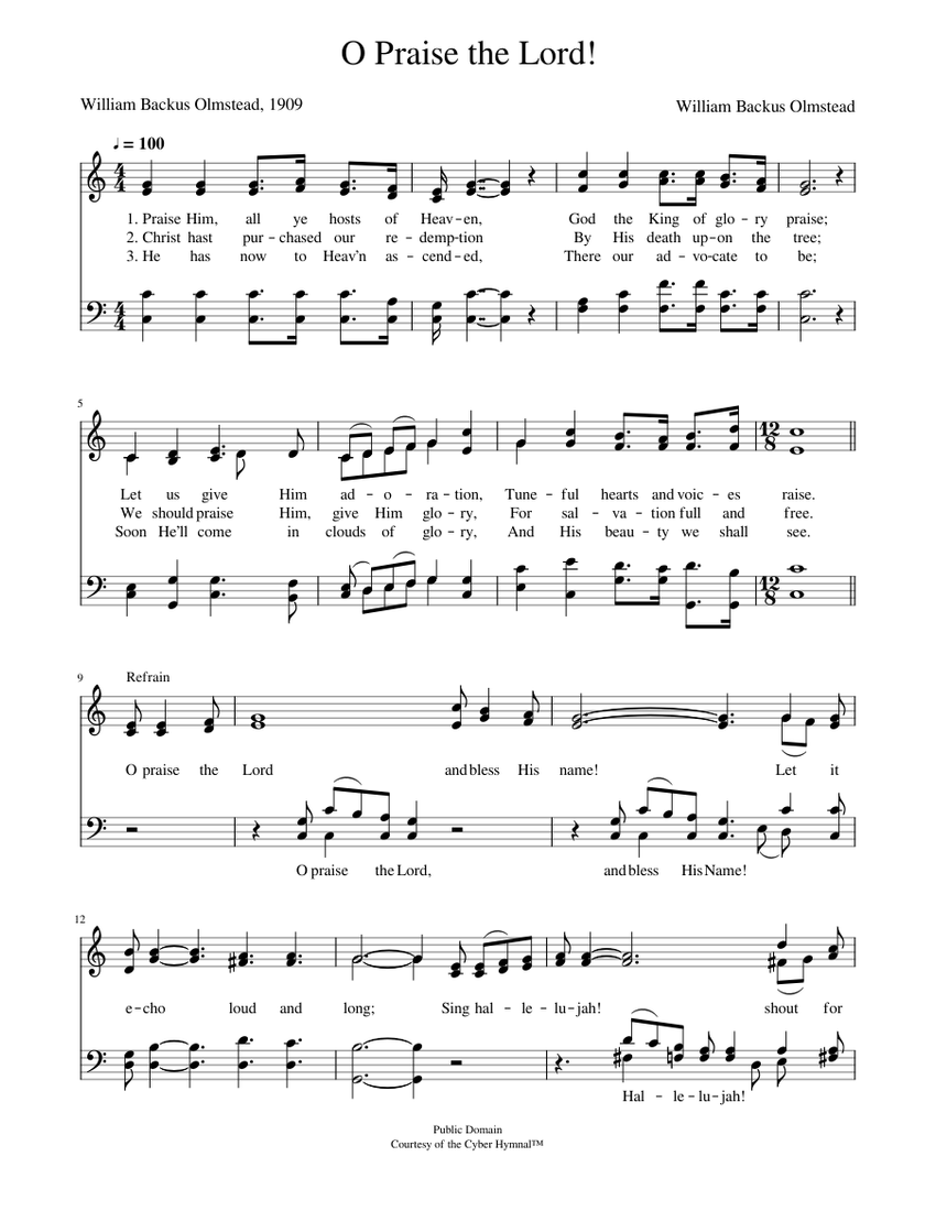 O praise the lord! (olmstead) - William B. Olmstead Sheet music for ...