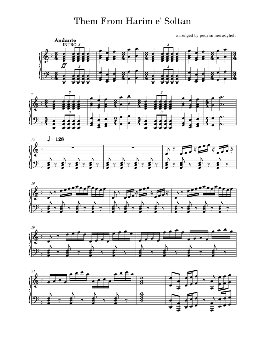 Them from harim e' soltan Sheet music for Piano (Solo) | Musescore.com