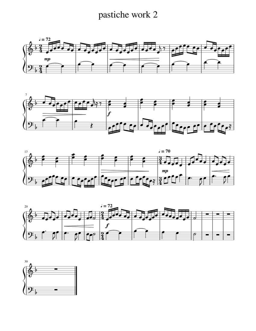 pastiche work 2 Sheet music for Piano (Solo) Easy | Musescore.com
