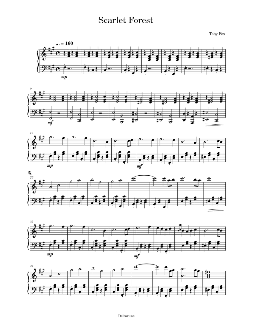 Scarlet Forest – Toby Fox Scarlet Forest Sheet music for Piano (Solo ...