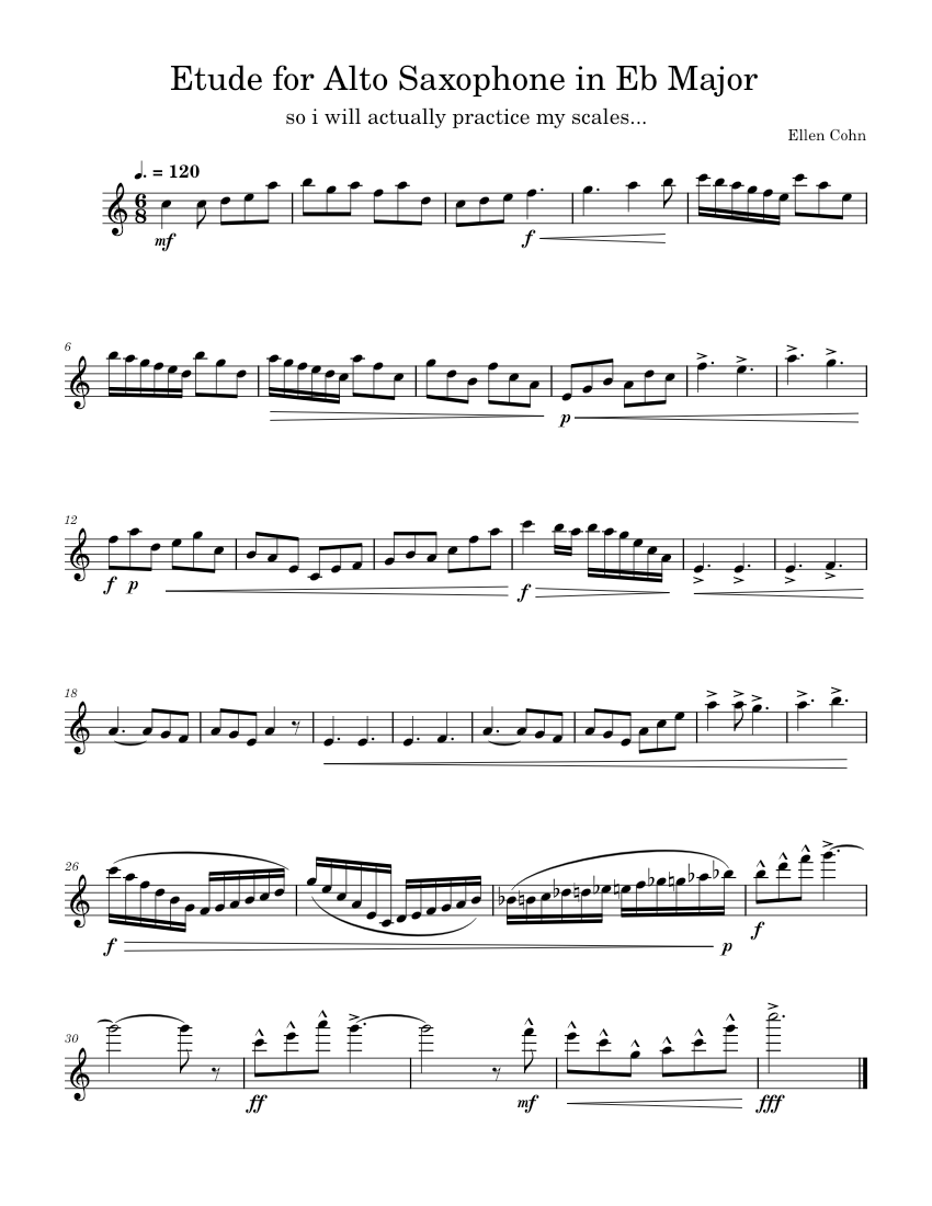 Etude for Alto Saxophone in Eb Major Sheet music for Saxophone alto (Solo) | Musescore.com