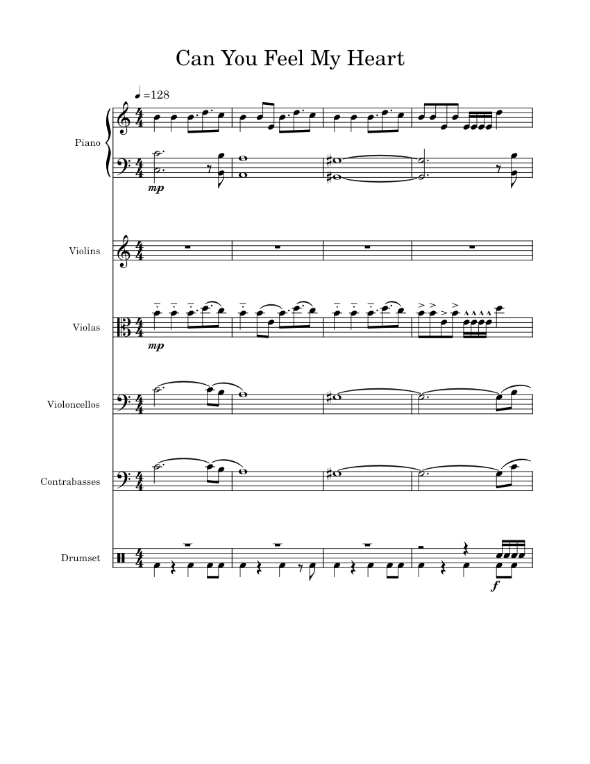 Can you feel my heart – Bring Me the Horizon Sheet Music for Piano, Drum group, Strings group ...