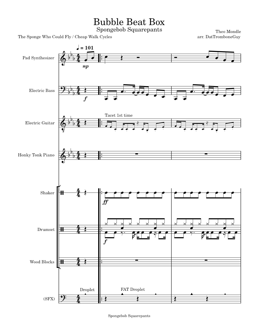 Bubble Beat Box – Theo Mondle Sheet music for Piano, Trombone, Guitar ...