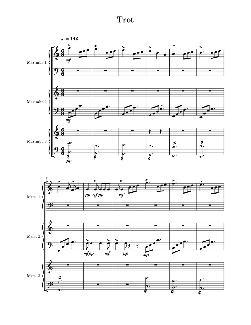 Trot - Frank De Leon Sheet music for Marimba (Percussion Trio ...