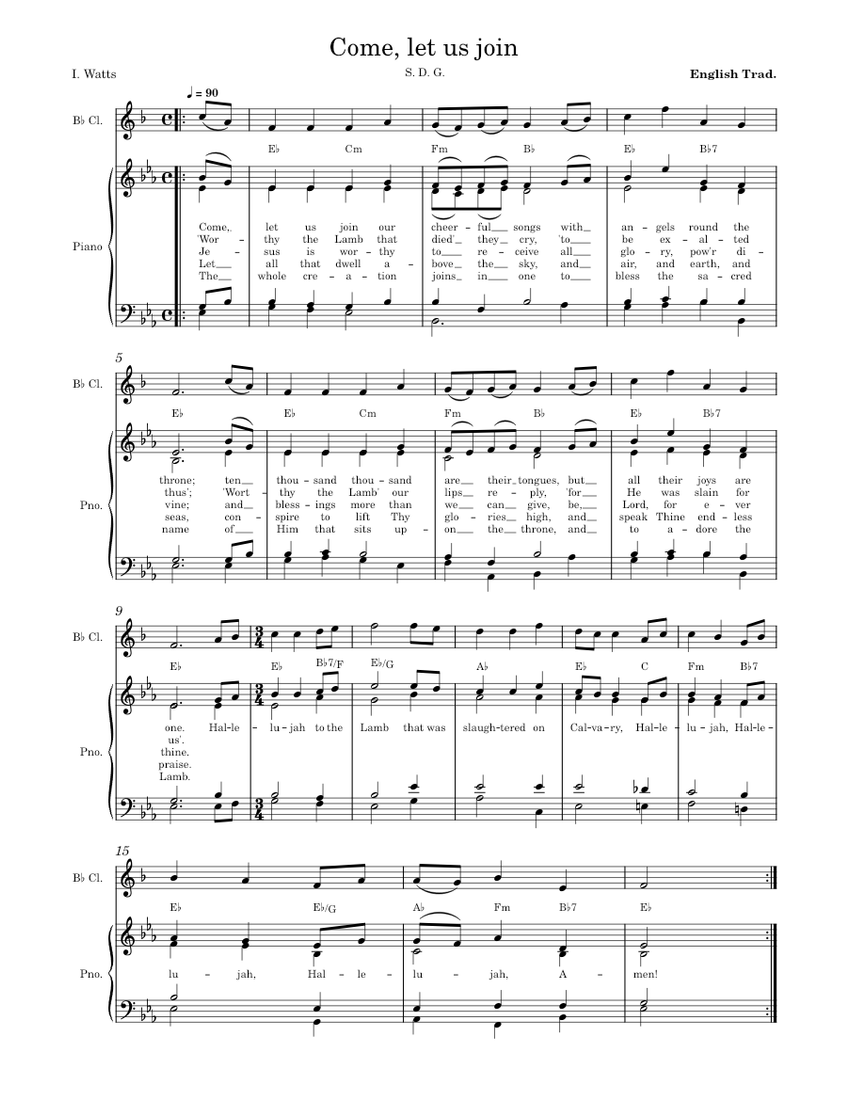 Come, let us join our cheerful songs – psalm étude Sheet music for ...