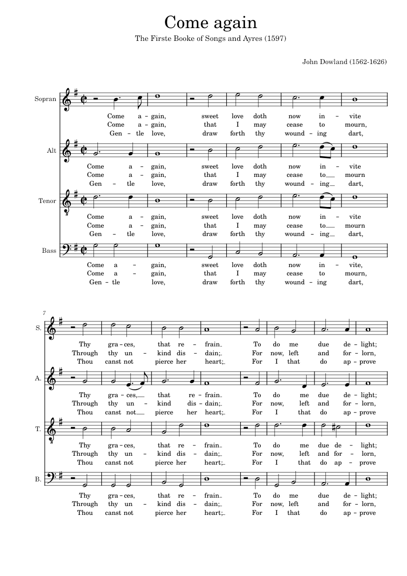 Come again Sheet music for Soprano, Alto, Tenor, Bass voice (SATB ...