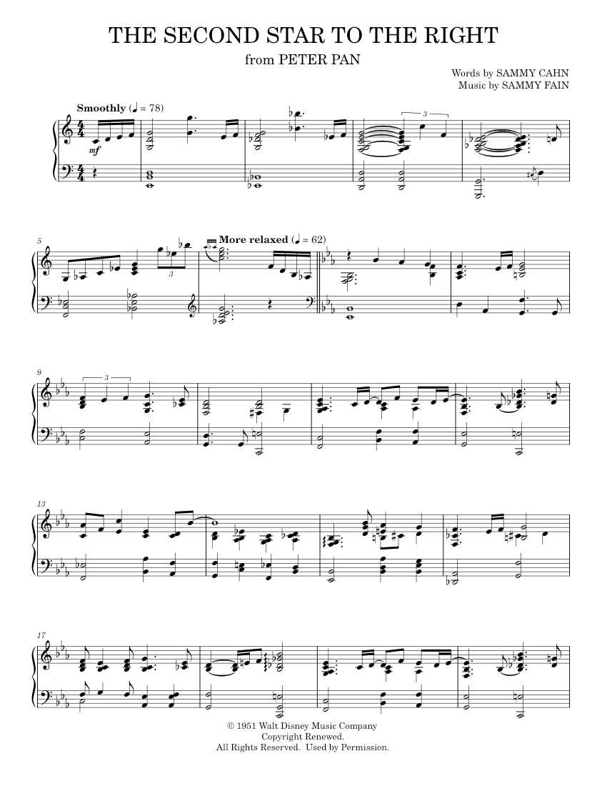 The Second Star To The Right (from Peter Pan) Sheet music for Piano by ...