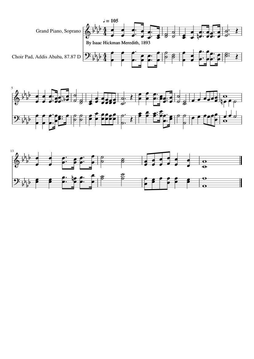Addis Ababa - Isaac Hickman Meredith Sheet music for Piano, Synthesizer ...