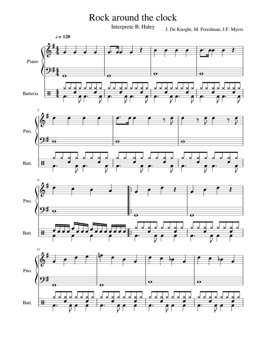 Rock around the clock Sheet music for Piano, Drum group (Mixed Duet ...
