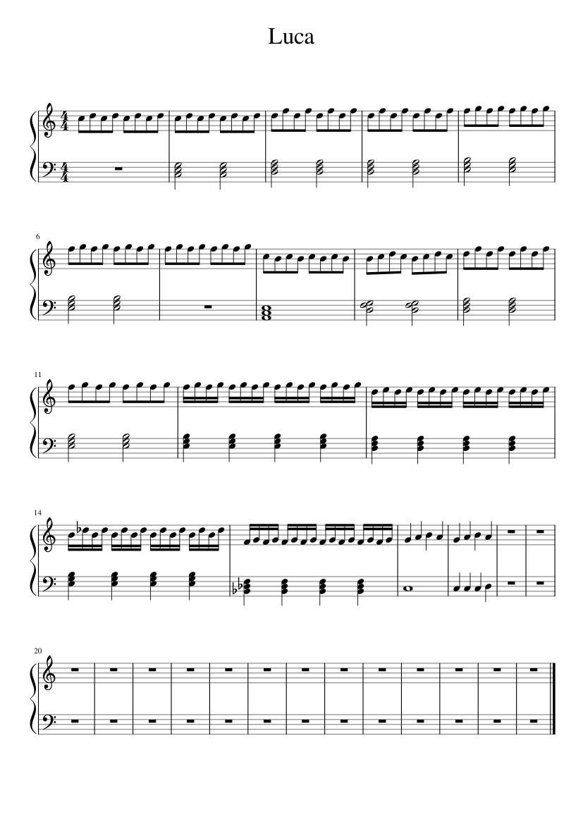 Luca Sheet music for Piano (Solo) Easy | Musescore.com