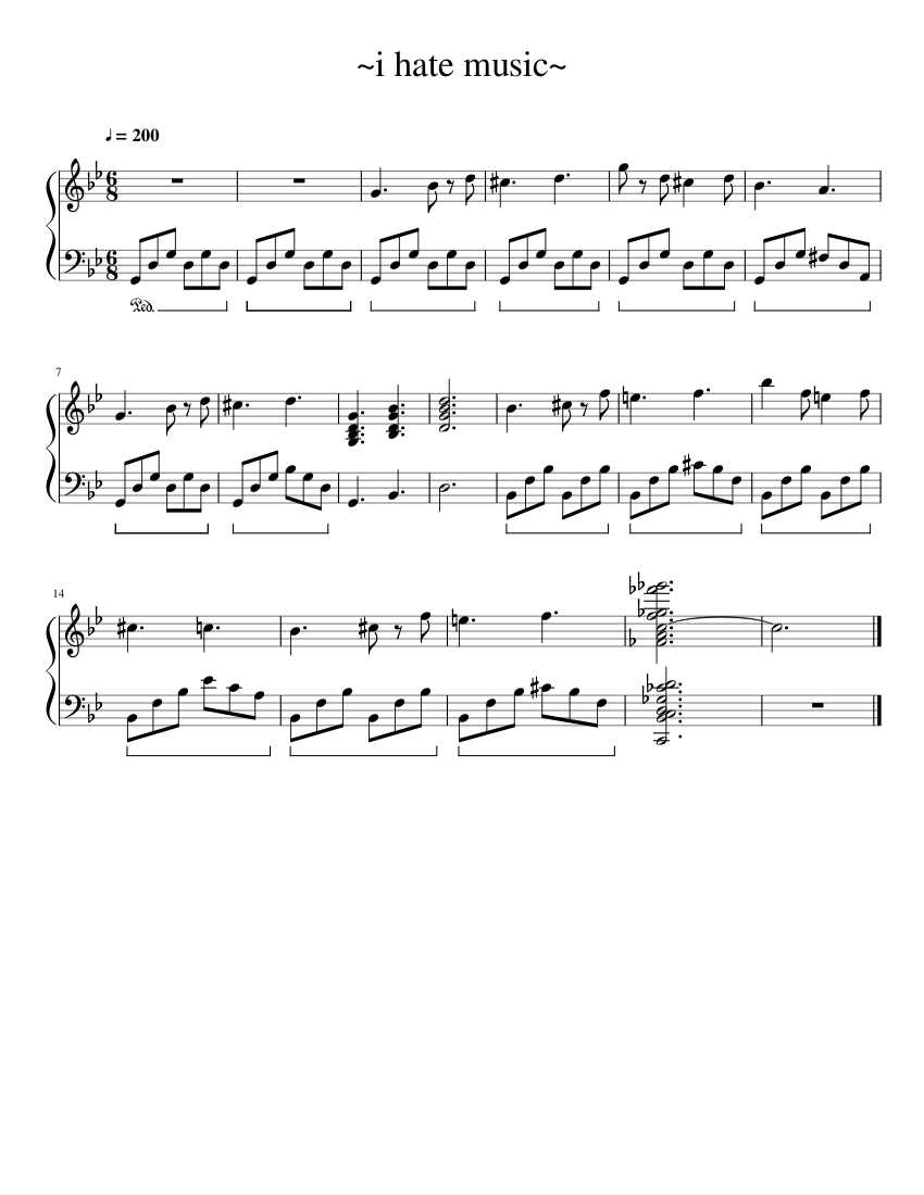 ~i hate music~ Sheet music for Piano (Piano Duo) | Musescore.com