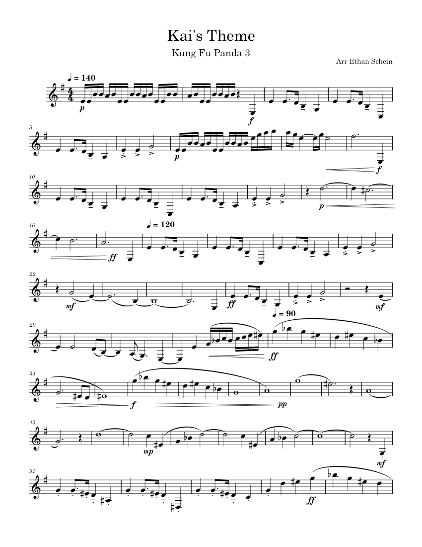 Kai's Theme – Hans Zimmer | Kung Fu Panda 3 Sheet Music for Trumpet ...