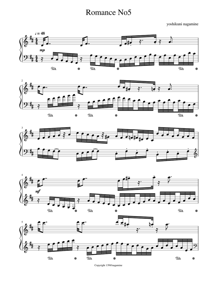 Romance No5 Sheet music for Piano (Solo) | Musescore.com