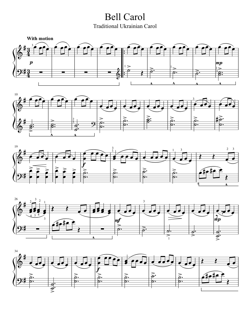 Bell Carol Sheet music for Piano (Solo) | Musescore.com