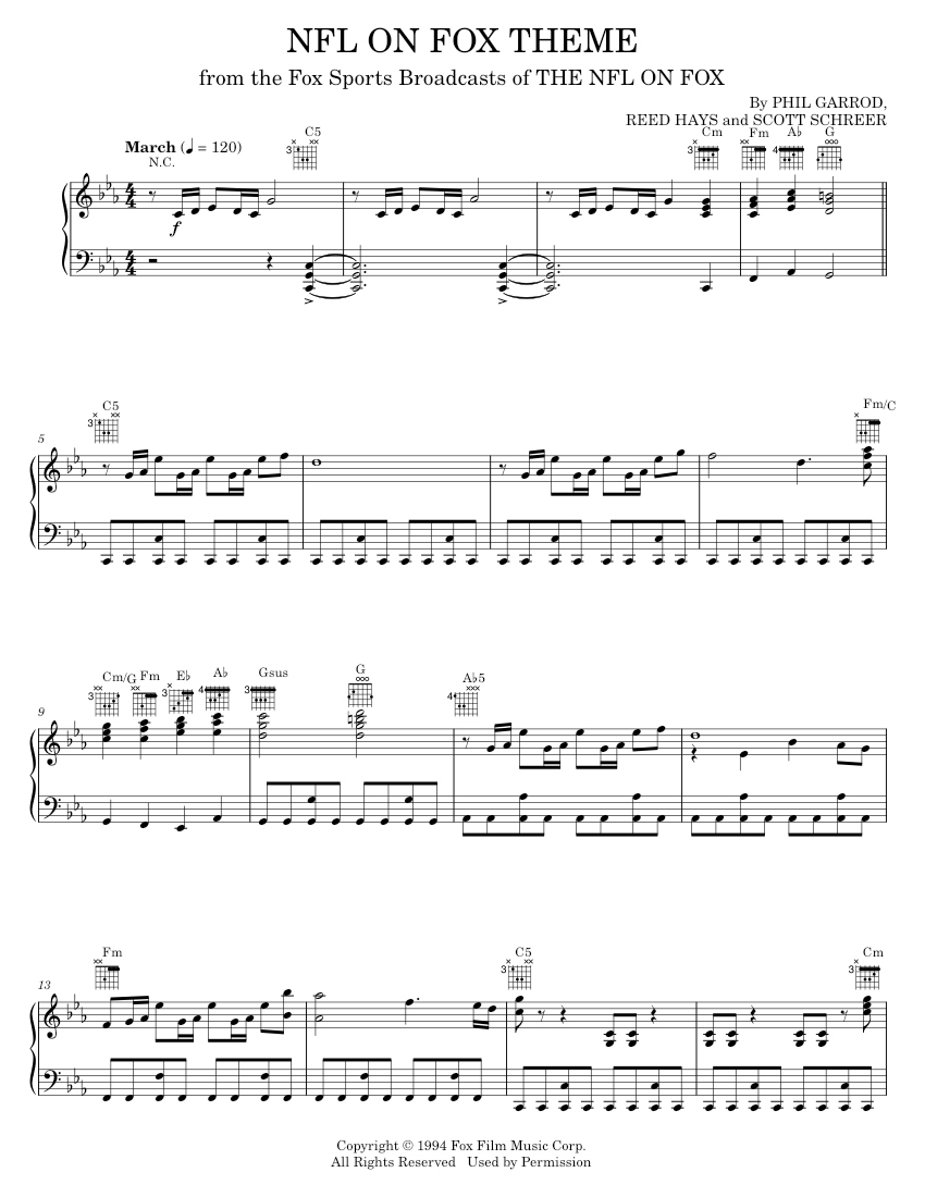 Play Official version of NFL On Fox Theme Sheet Music by Phil Garrod ...