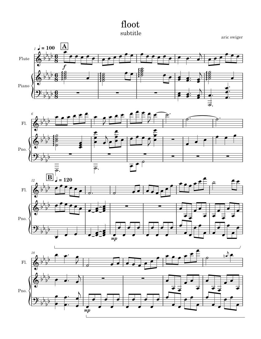 floot Sheet music for Piano, Flute (Solo) | Musescore.com