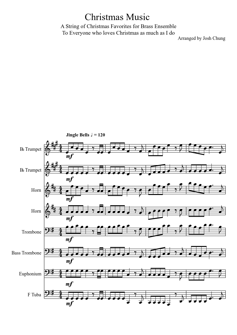 Christmas Music Sheet Music for Trombone, Trumpet other (Mixed Trio ...