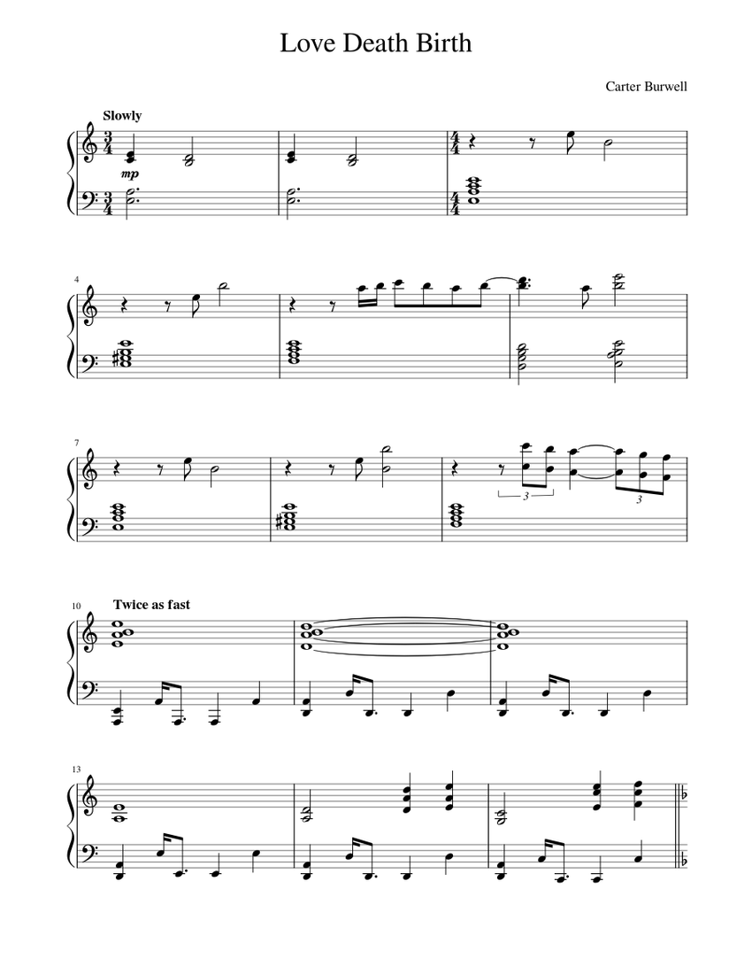 The Twilight Saga - Love Death Birth Sheet music for Piano (Solo) | Musescore.com