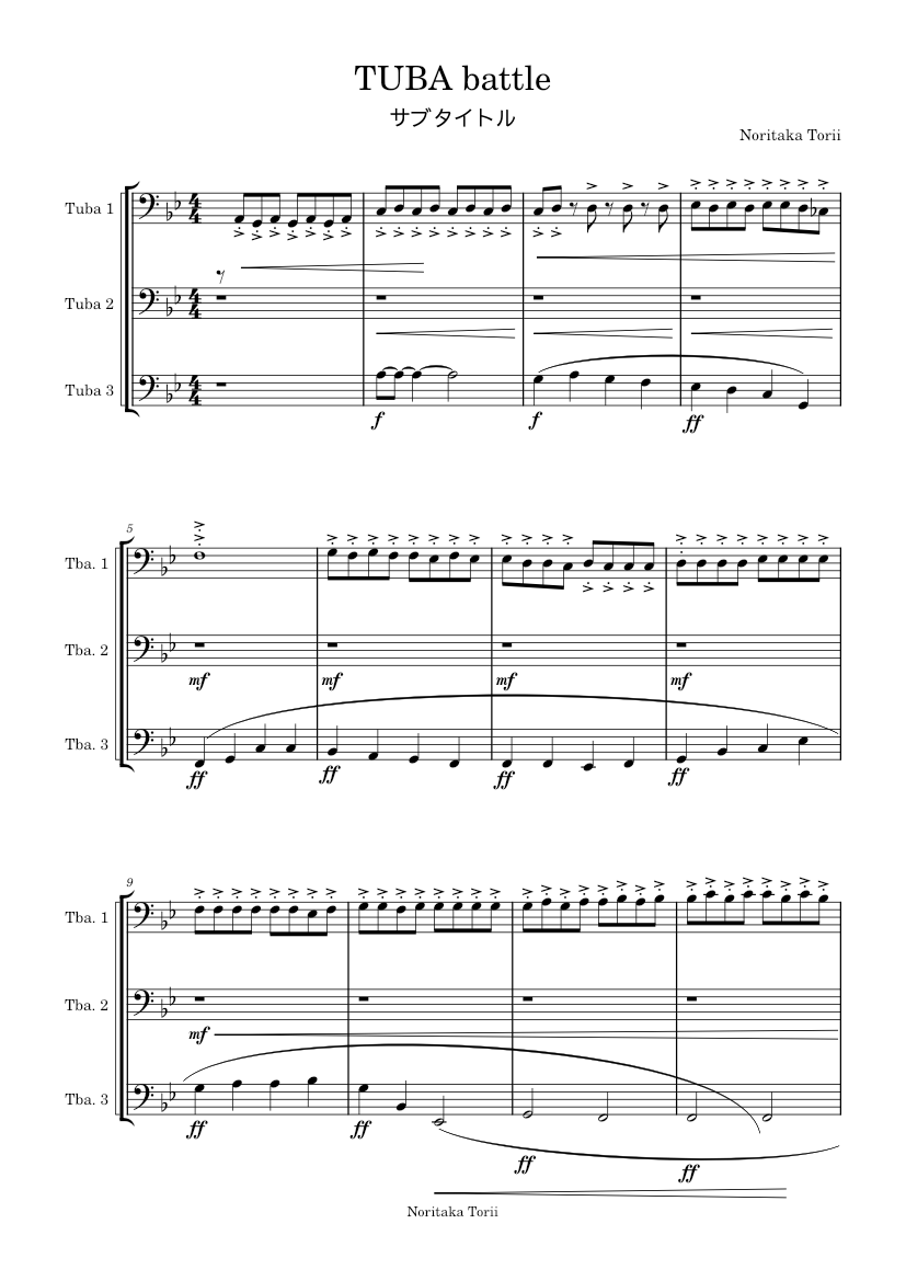 TUBA battle Sheet Music for Tuba (Mixed Trio) | MuseScore.com