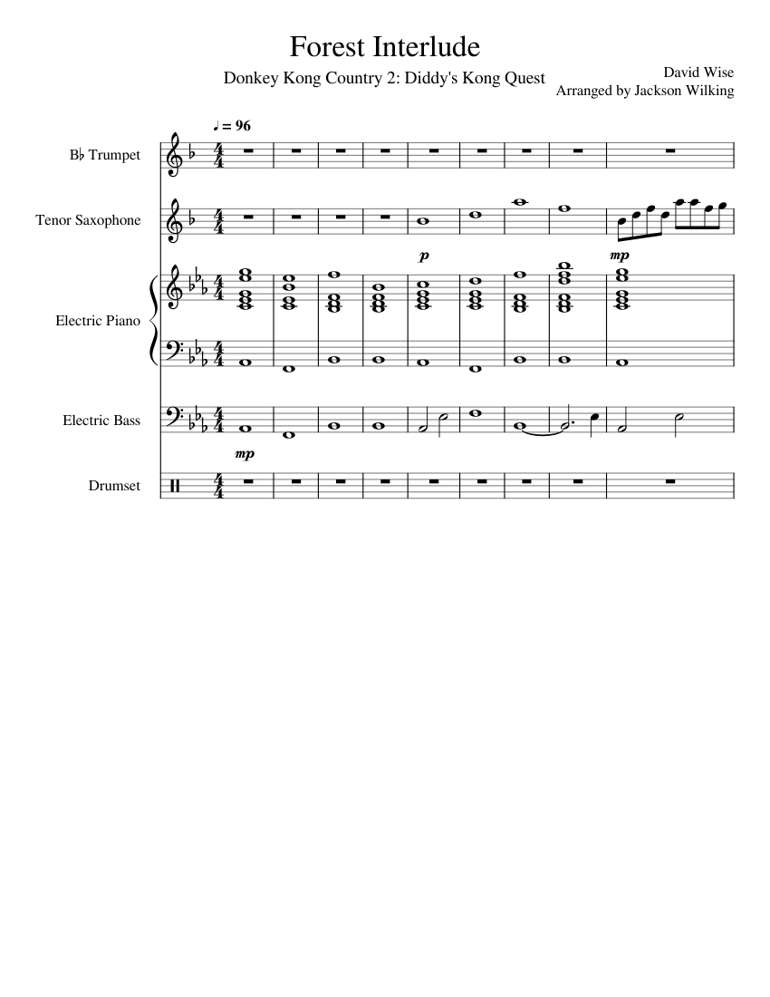 Forest Interlude Jazz Arrangement Sheet music for Piano, Saxophone ...