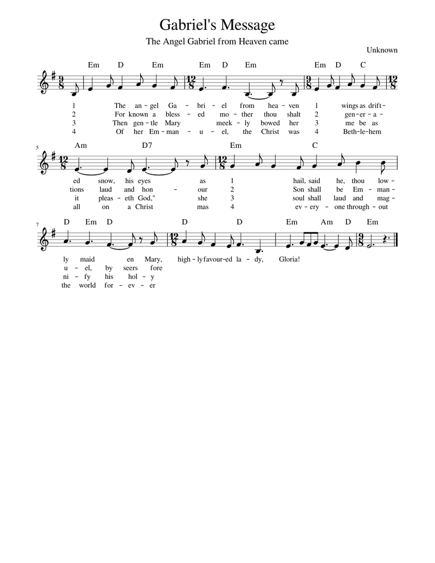 Gabriel's Message Sheet music for Piano (Solo) Easy | Musescore.com