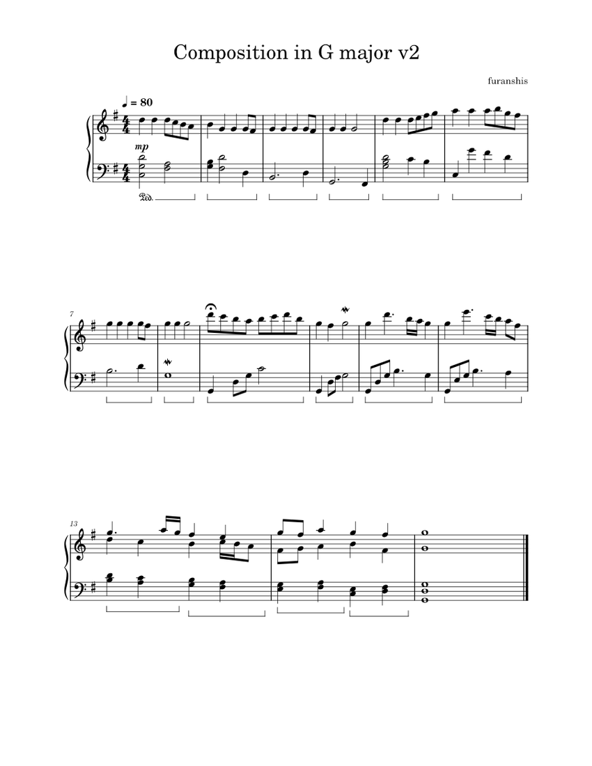 Composition in G major version-2 Sheet music for Piano (Solo ...