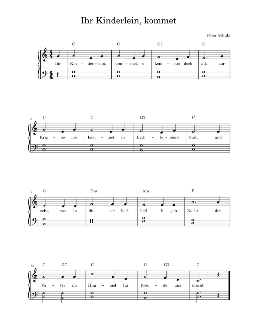 Ihr Kinderlein Kommet Noten Klavier