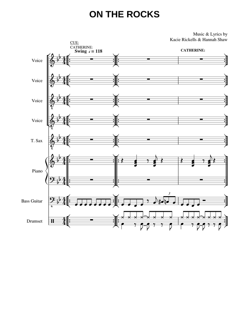 5. On The Rocks Sheet music for Piano, Vocals, Saxophone tenor, Bass ...