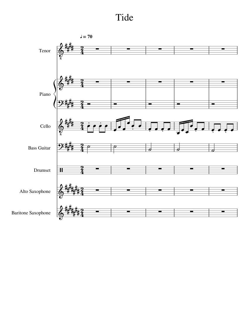 tide vocal stuff Sheet music for Piano, Tenor, Saxophone alto ...
