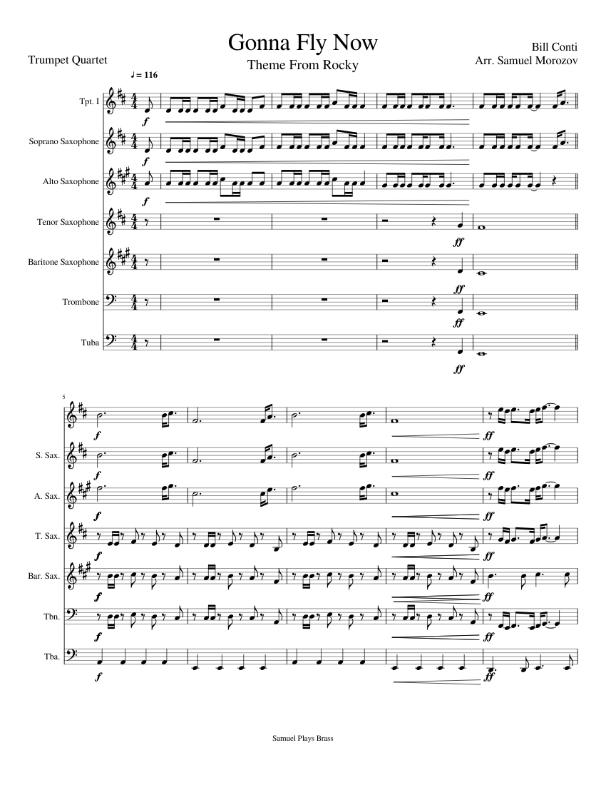 Gonna Fly Now Sheet music for Trombone, Tuba, Saxophone alto, Saxophone ...