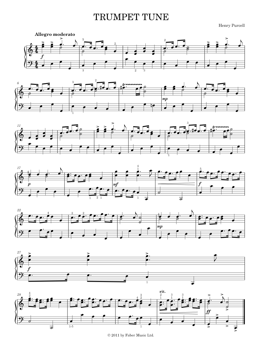 Play Official version of Trumpet Tune sheet music by Henry Purcell for Piano | MuseScore.com