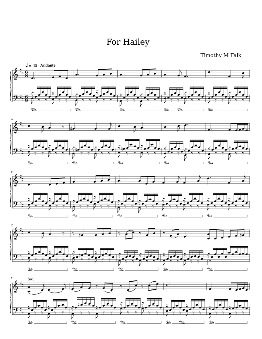 For Hailey – timothymiles Sheet Music for Piano (Solo) Easy | MuseScore.com