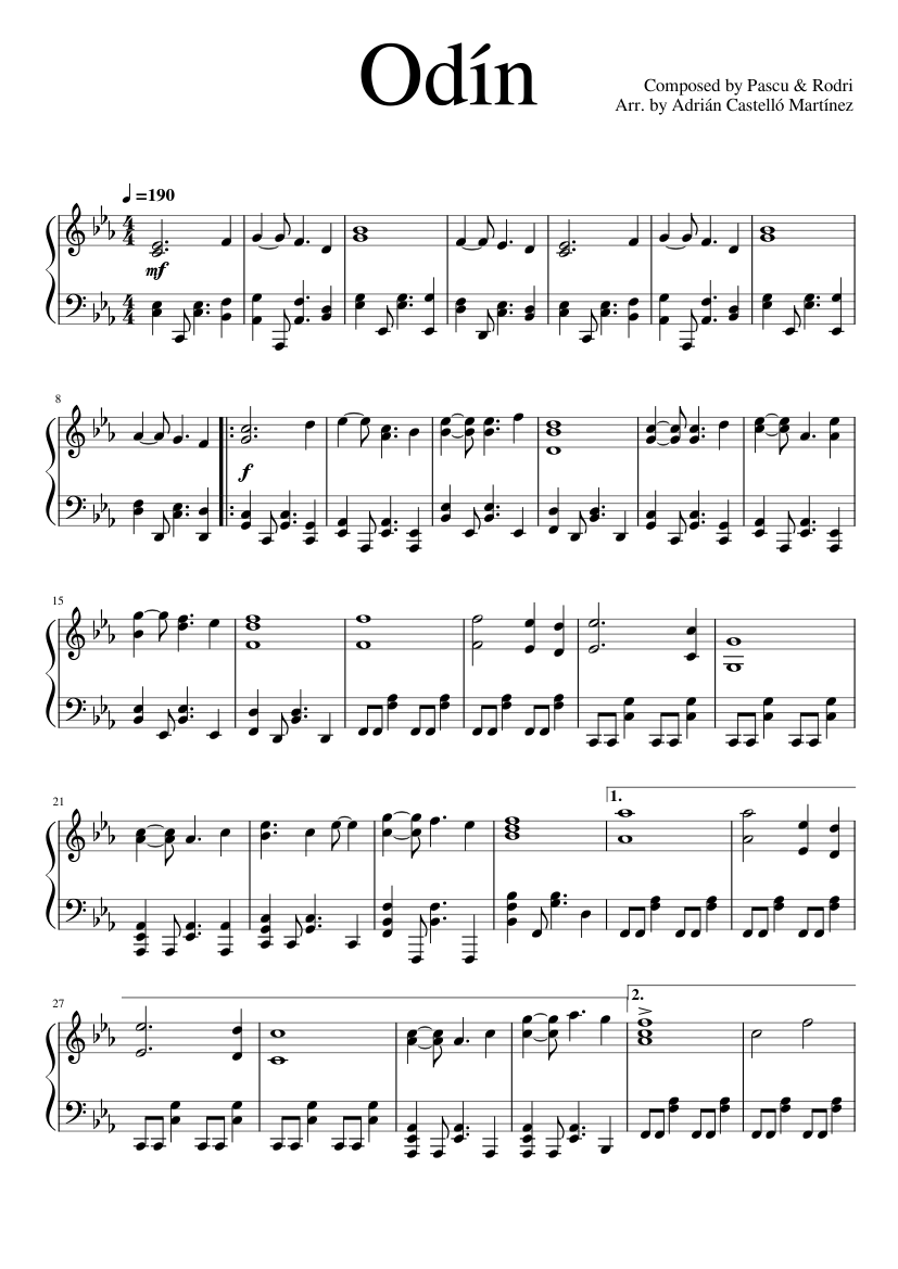 Odin Sheet music for Piano (Solo) | Musescore.com